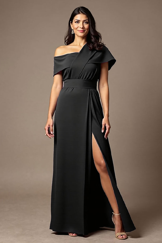 WEDTREND Women Black Mother Of The Bride Dress With Slit Off The ...