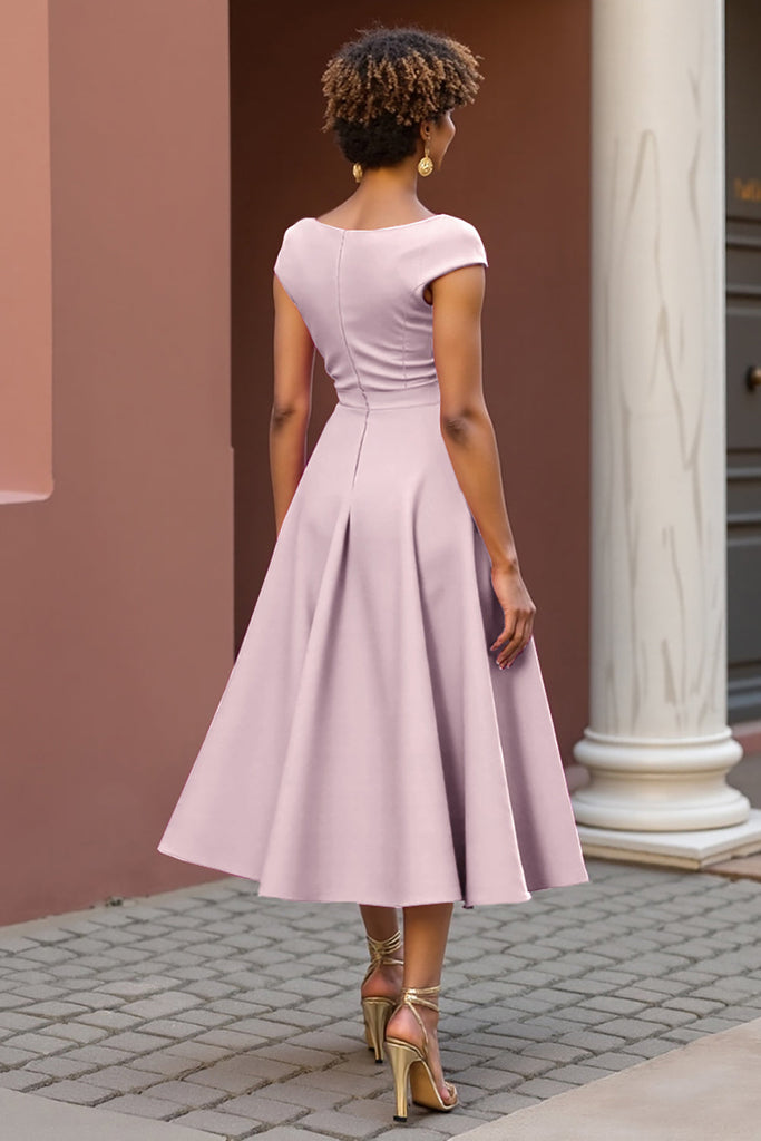 WEDTREND Women Dusty Rose Mother Of The Bride Dress V Neck Midi A Line ...