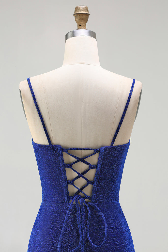 WEDTREND Women Royal Blue Prom Dress Spaghetti Straps Mermaid Ruched ...